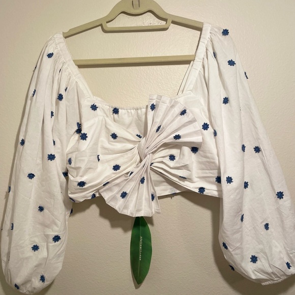 FARM Rio | Tops | Farm Rio Blue Flower Crop Top | Poshmark